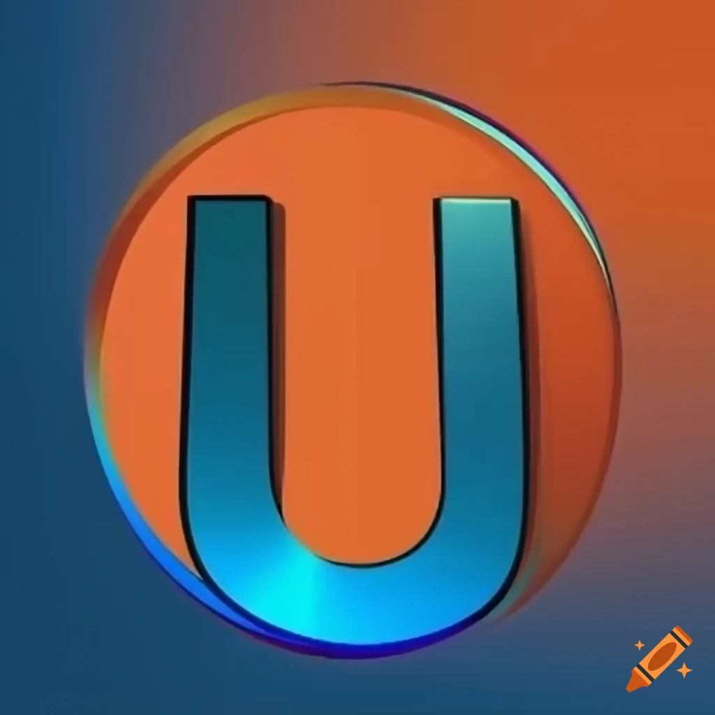 Letter u design with white, orange, and blue colors on Craiyon