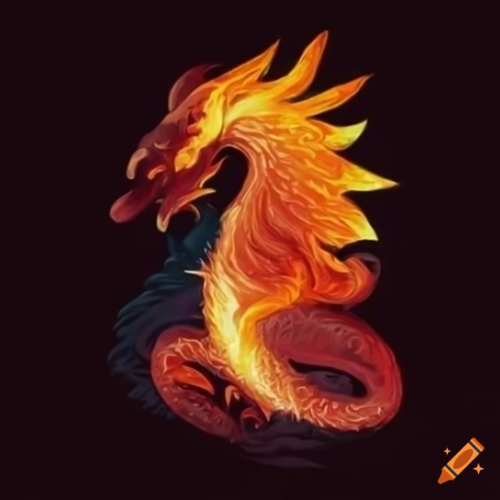 Stylized artwork of a mythical creature made of fire and light on Craiyon
