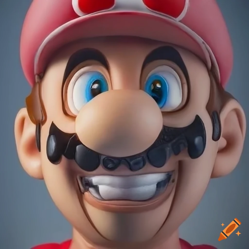 Macro portrait of video game character Mario on Craiyon