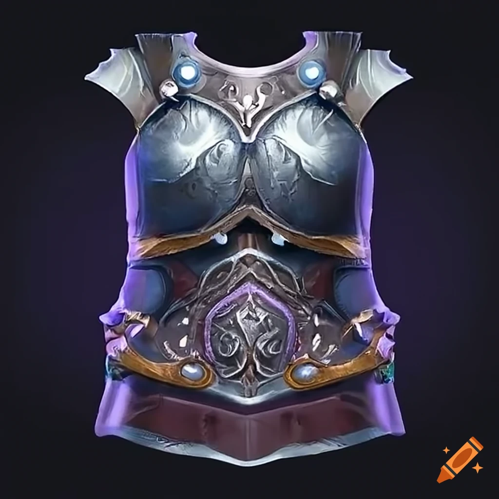 Front view of magic armor on Craiyon