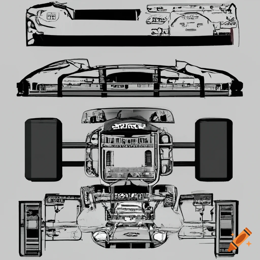 Detailed schematic illustration of a high-performance Nascar racing car ...