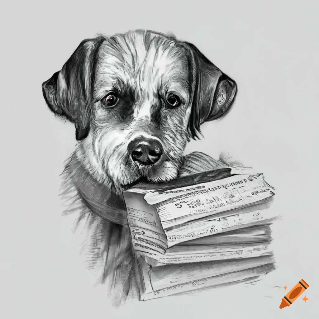 Dog writing on envelopes in victorian newspaper style on Craiyon