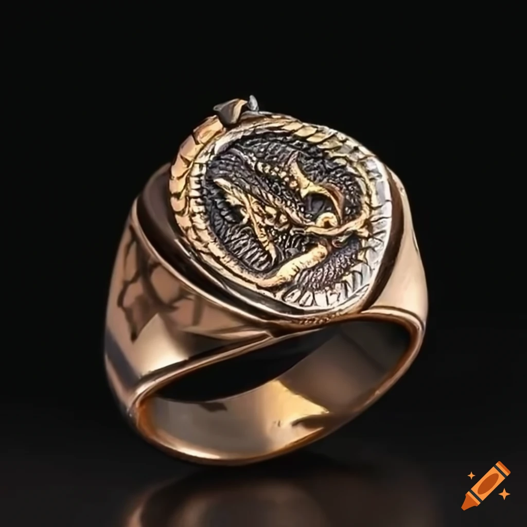 Men's ring with a dragon design on Craiyon