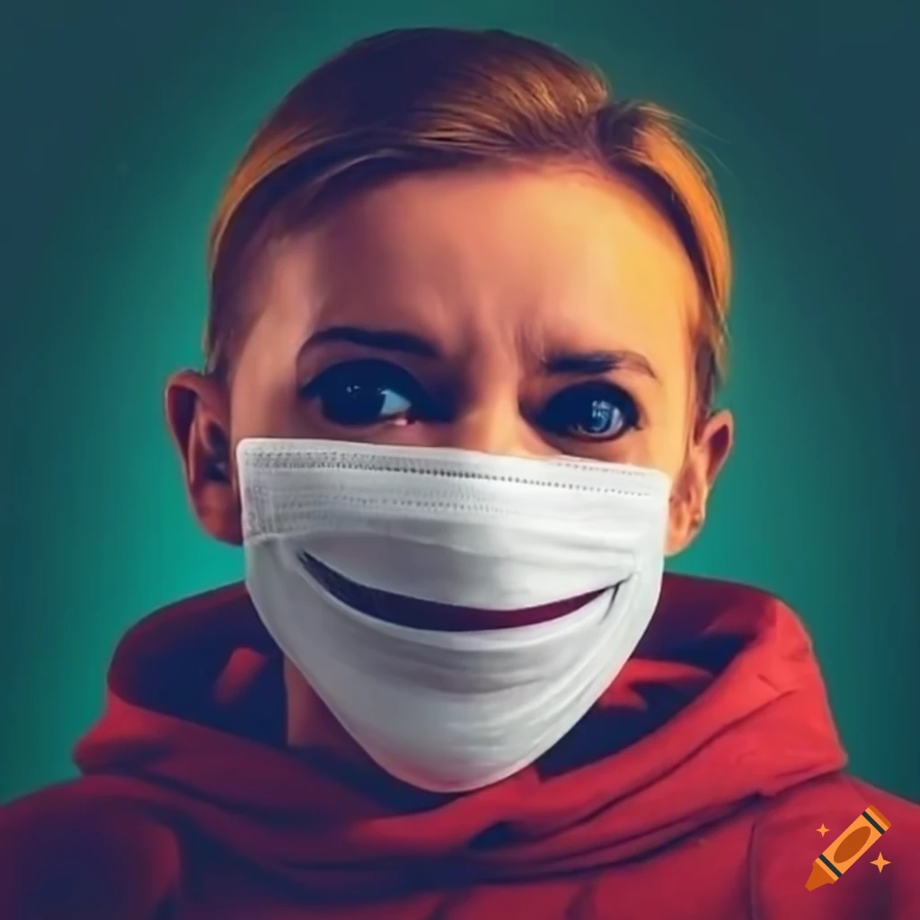 Person wearing a cheerful mask asleep, showing mixed emotions of ...