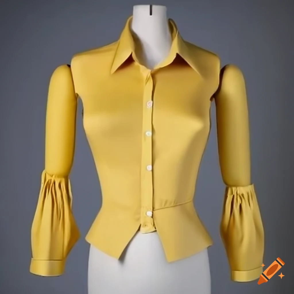 Yellow dress shirt displayed on a mannequin on Craiyon