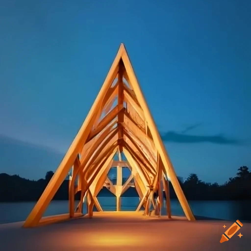 Glulam frame pavilion on Craiyon