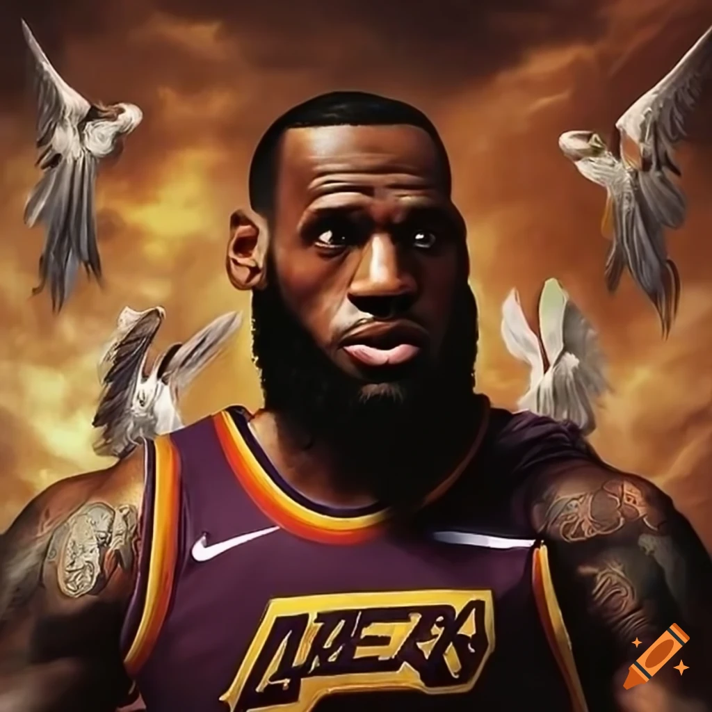 Lebron in a renaissance setting with angels on Craiyon