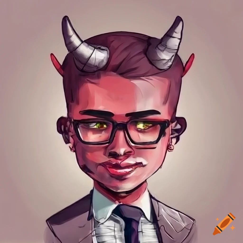 Stylish devil in reading glasses and a suit on Craiyon