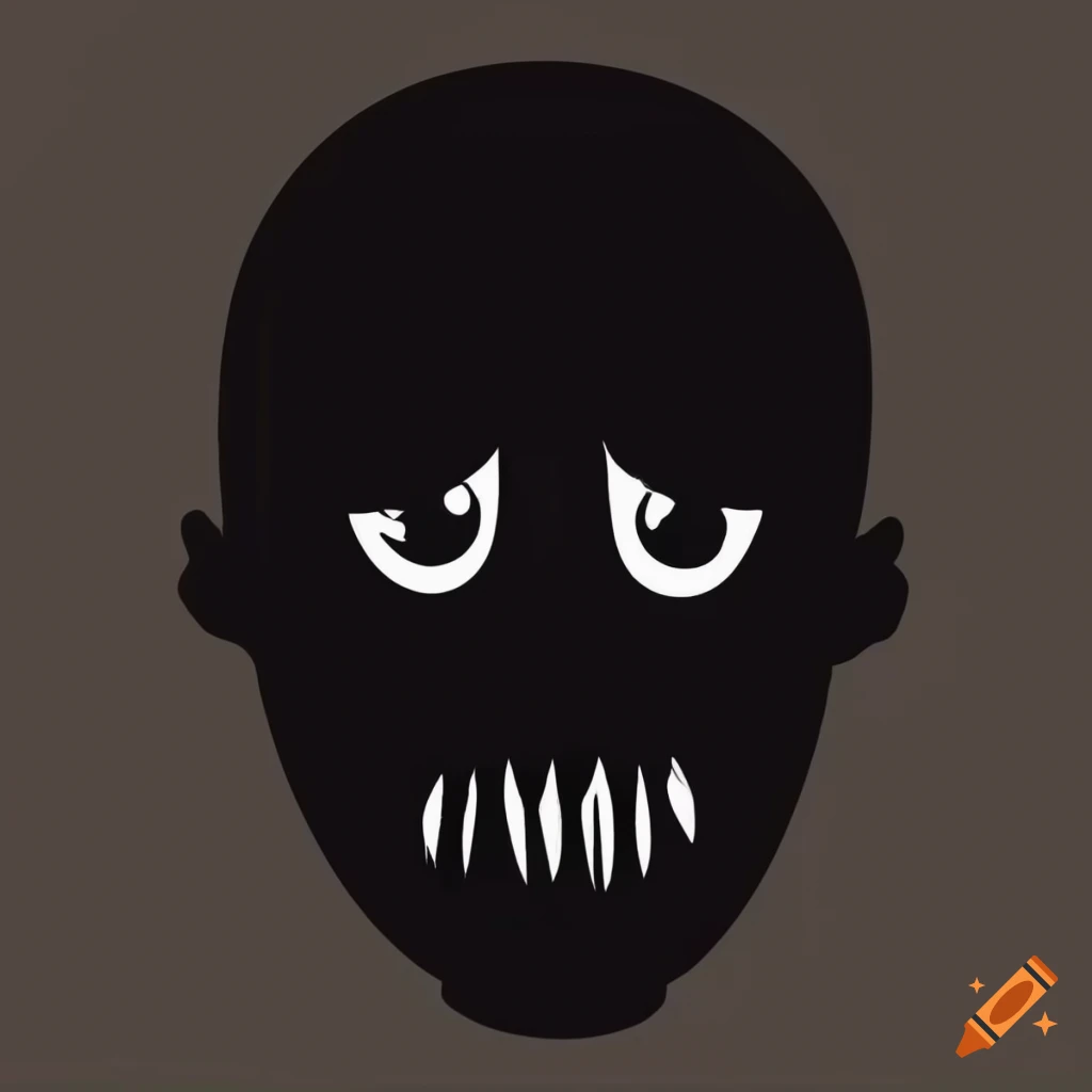 Scary face simple silhouette on Craiyon