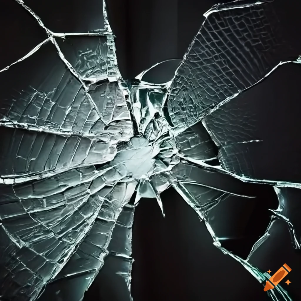 Cracked glass window on Craiyon