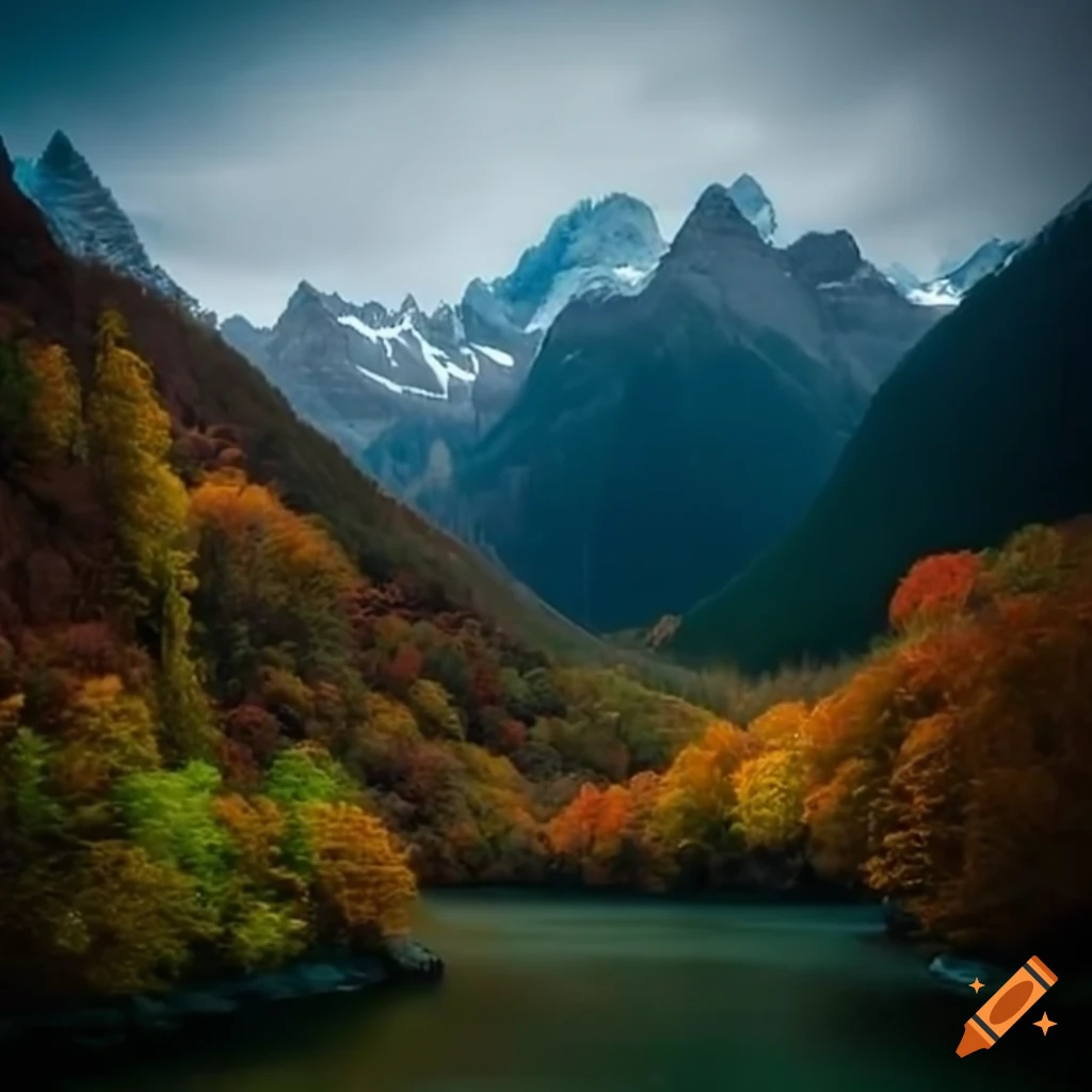 Serene mountains landscape on Craiyon