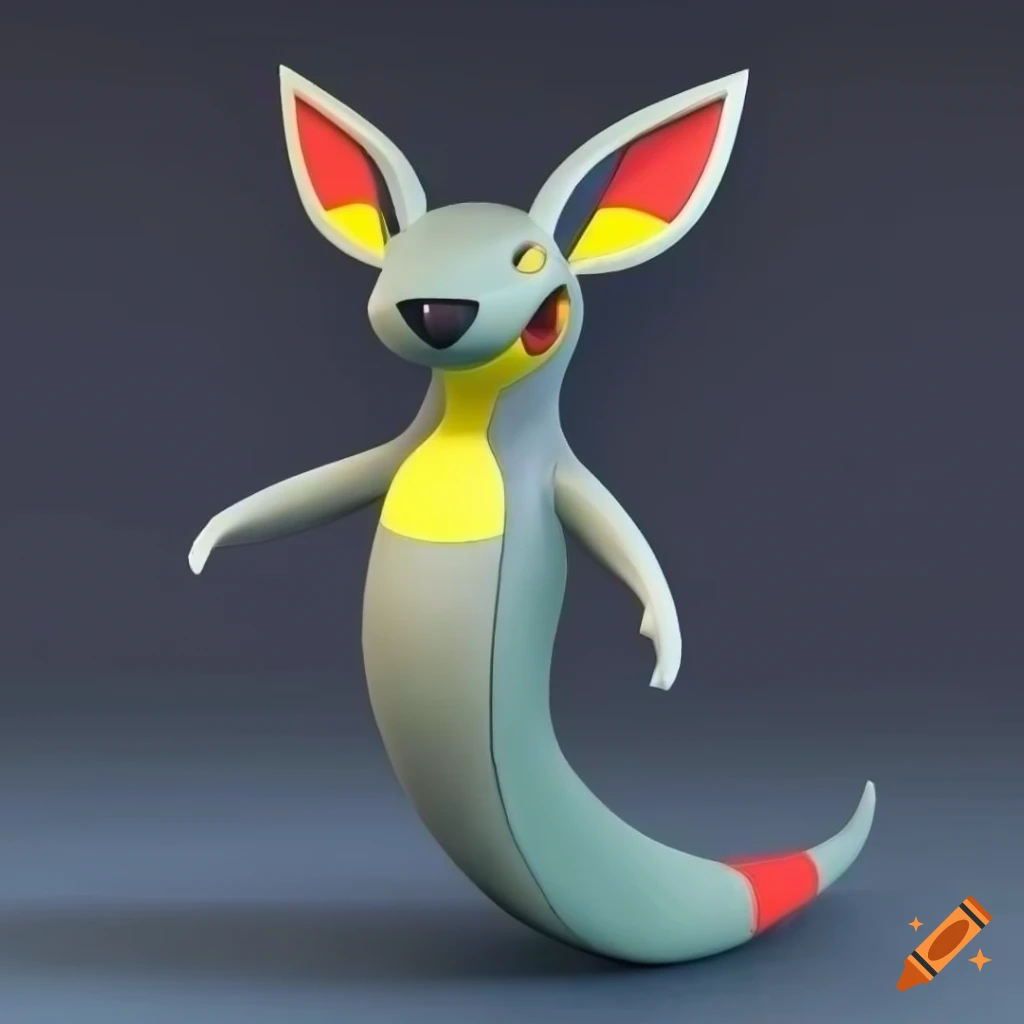 3d pokemon style kangaroo with a king cobra head on Craiyon