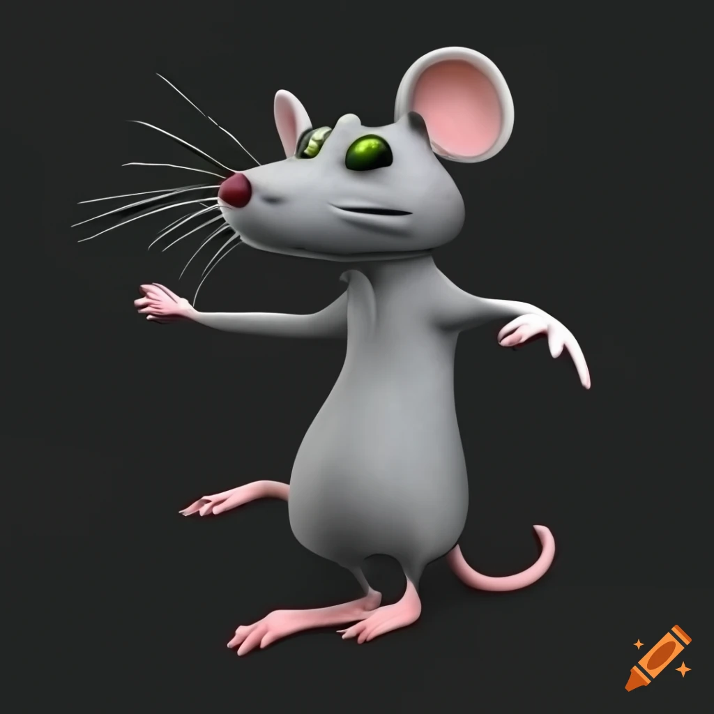3d cartoon dead mouse dangling by its tail on Craiyon