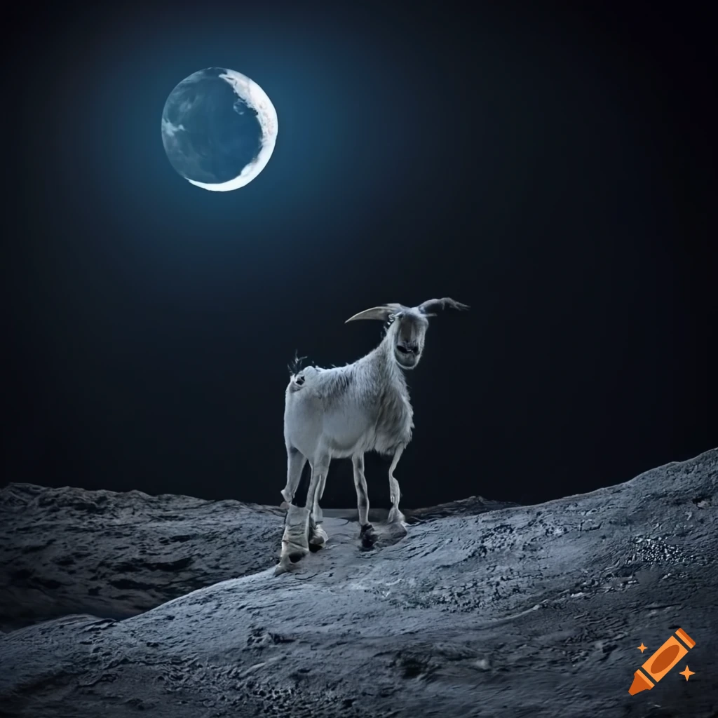 Goat on the moon on Craiyon