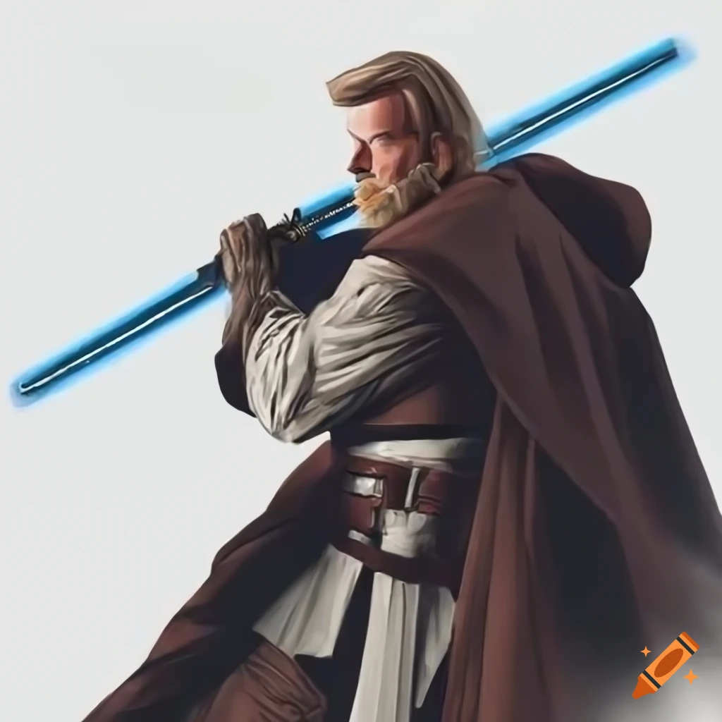 Epic battle between obi wan kenobi and miyamoto musashi with glowing ...
