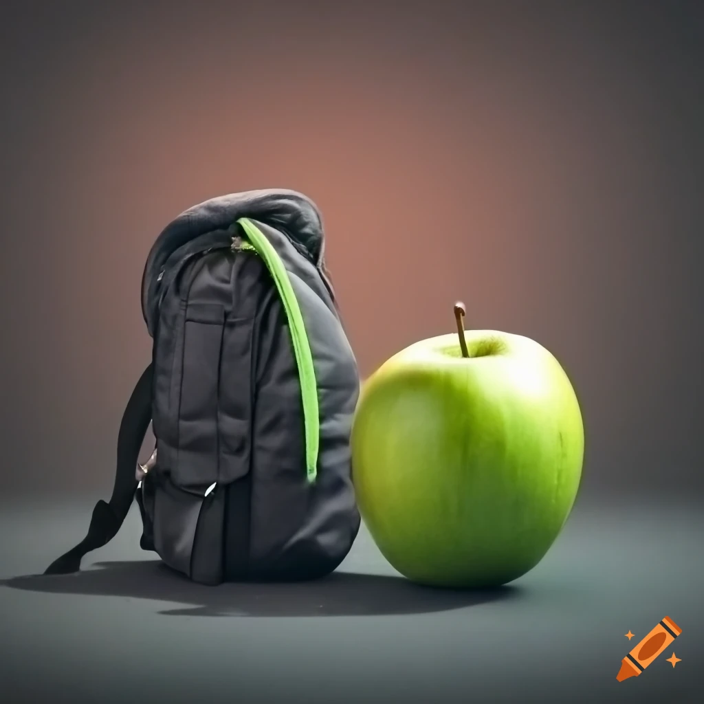 Green apple and black backpack on Craiyon