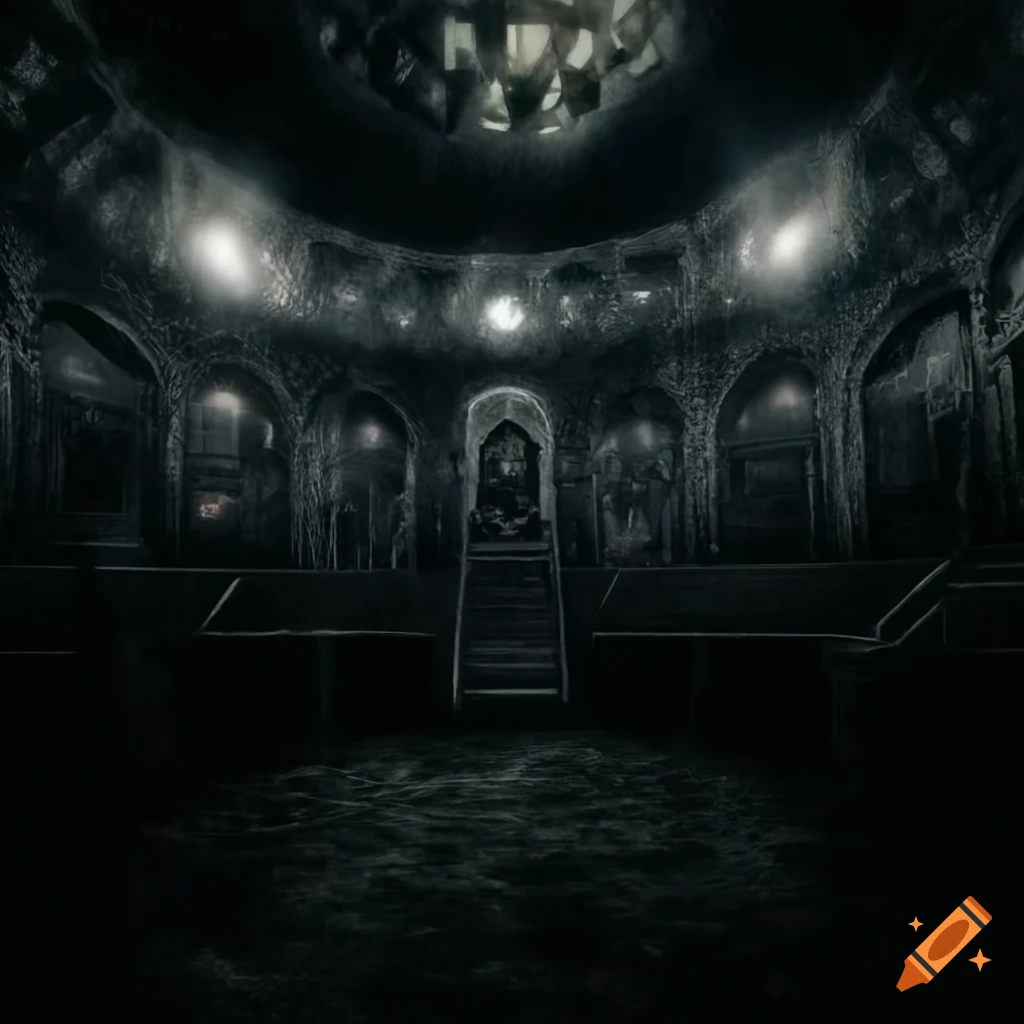 Circular room inside a spooky vampire castle on Craiyon