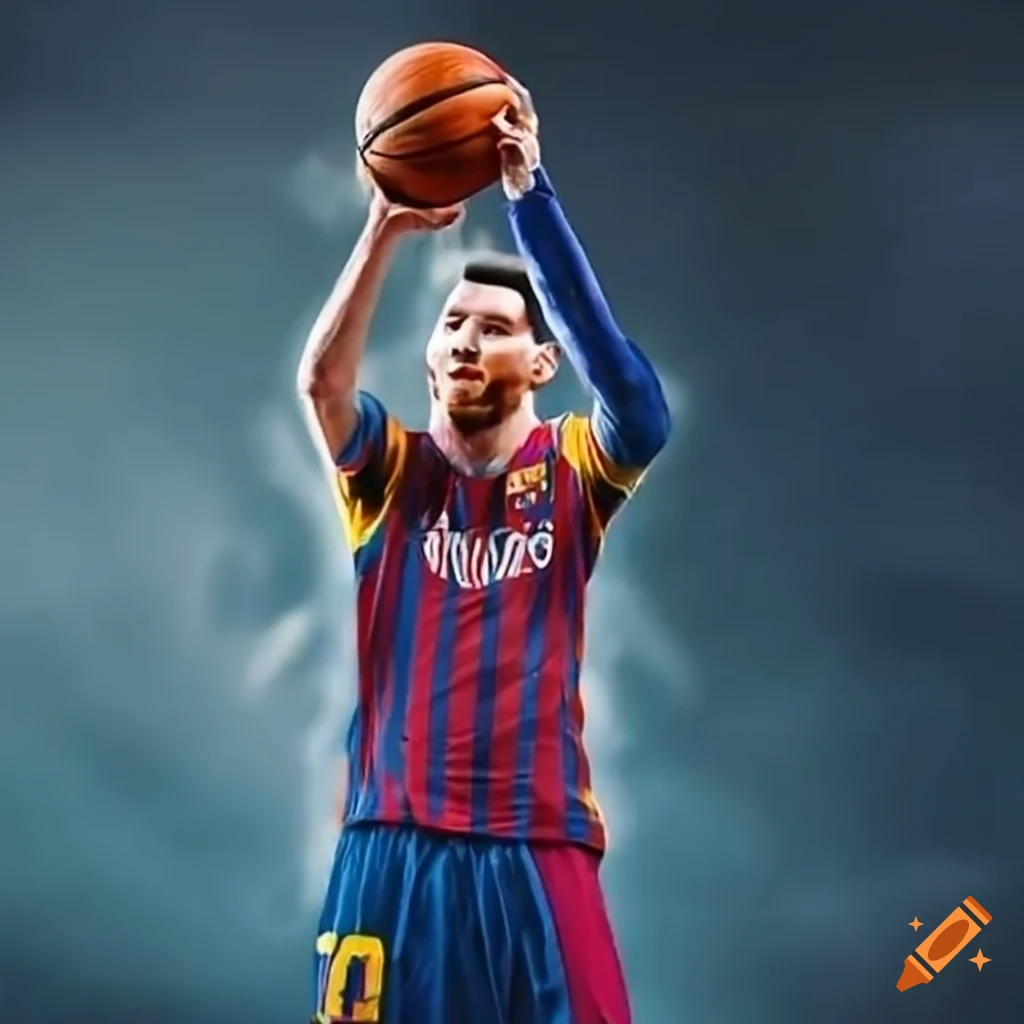 Lionel messi playing basketball on Craiyon
