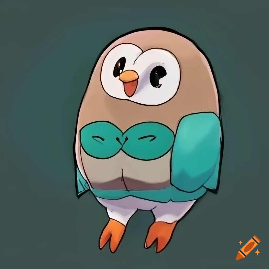Rowlet pokemon in a suit on Craiyon