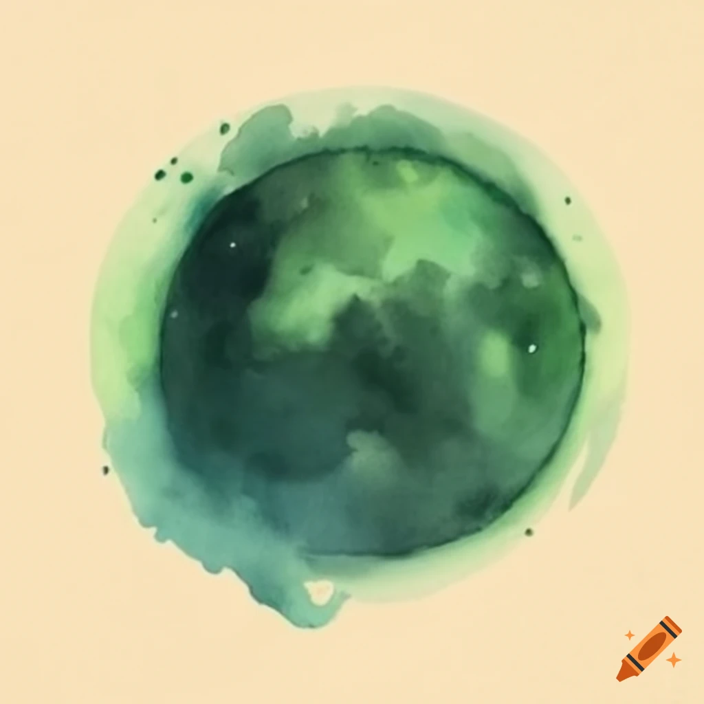 Penumbra ink moon smoke green plant watercolor eclipse on Craiyon