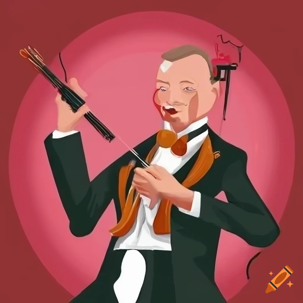 Orchestra conductor in digital animated illustration style on Craiyon