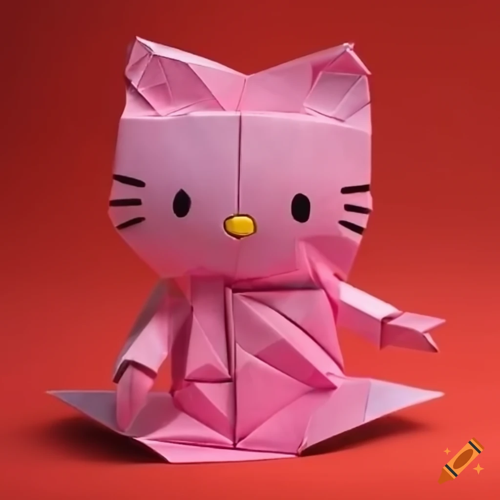 Hello kitty ninja origami in high poly style on Craiyon