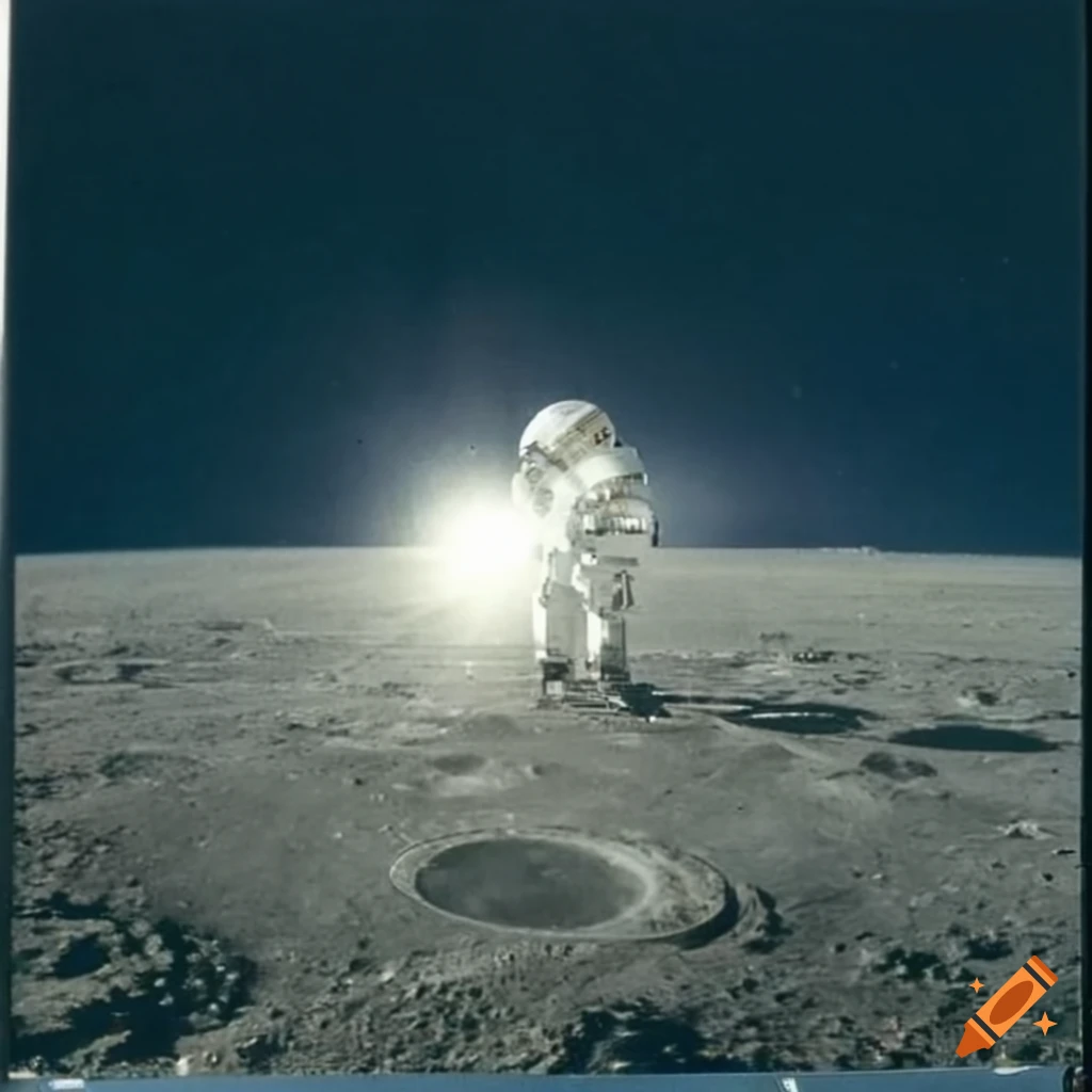 Vintage 1969 photo of apollo 11 landing on the moon on Craiyon