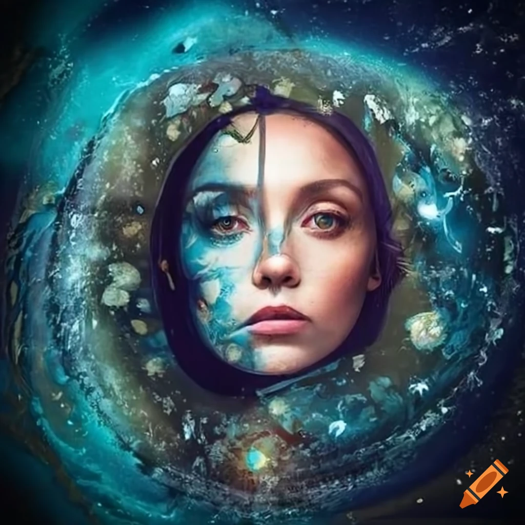 Moon woman hippie looking at the earth on Craiyon