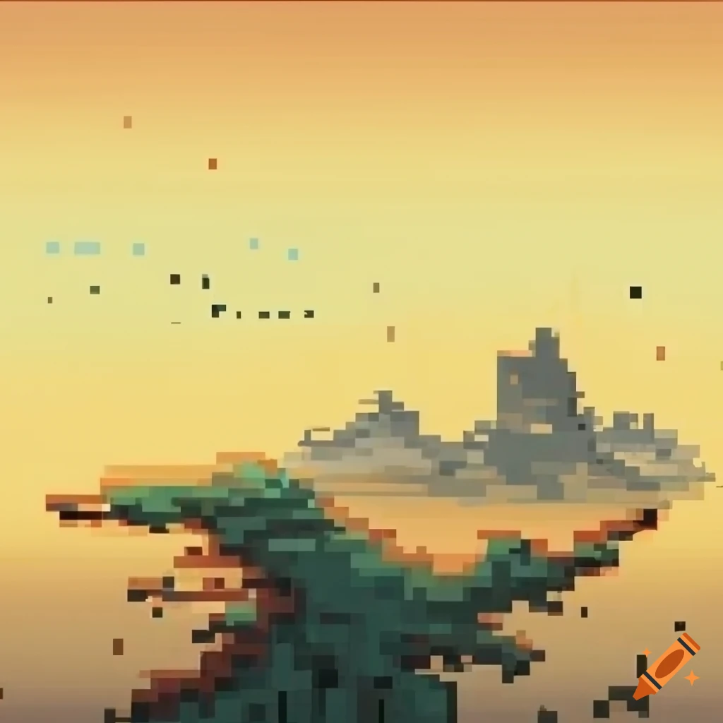 Pixel art with dithering inspired by traditional chinese ink painting on Craiyon