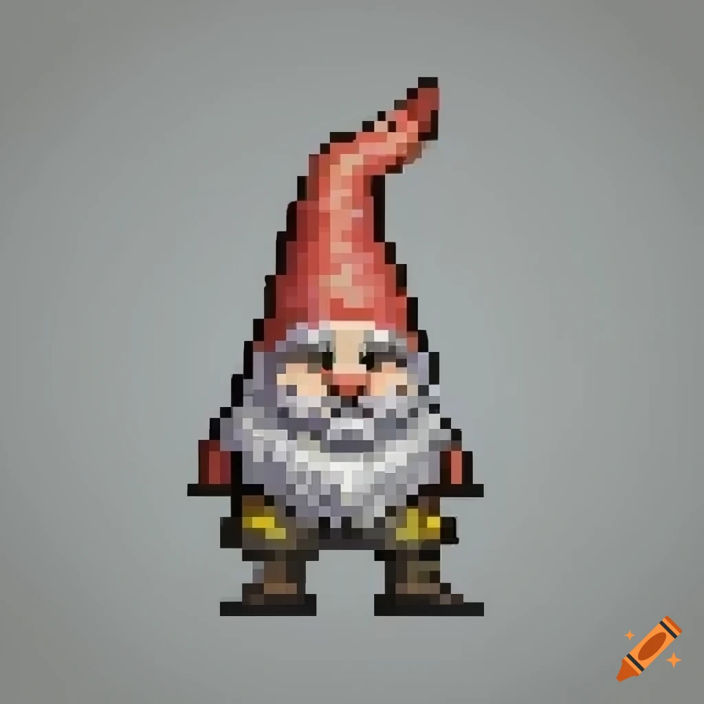 Pixel art gnome on a white background on Craiyon