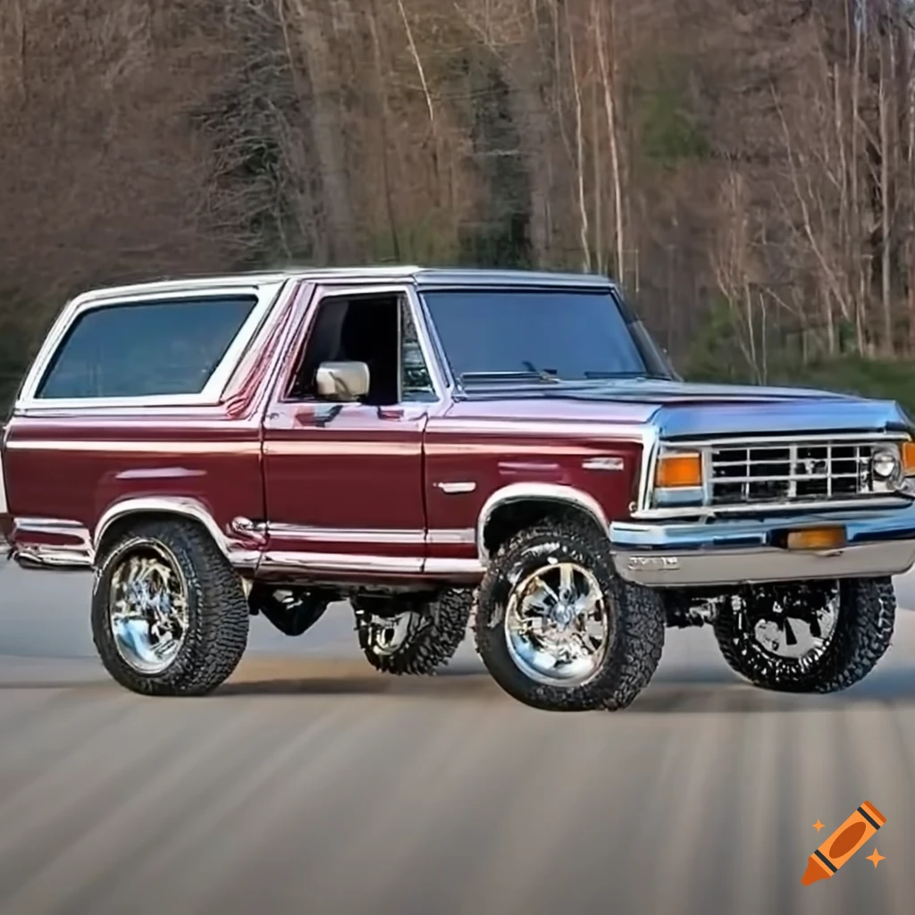 Silver 1982 Ford Bronco with burgundy two tone and black features on ...