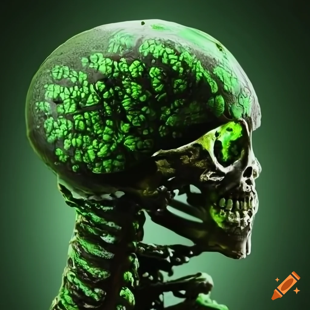 Skeleton with black-green coloration on Craiyon