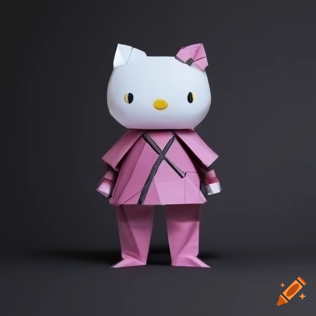 Origami high poly hello kitty ninja on Craiyon