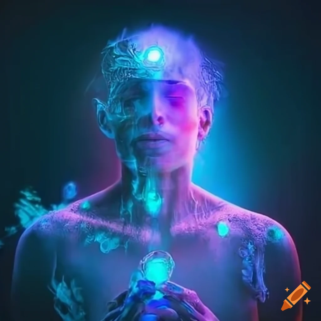 Intriguing man with an ethereal aura from a mythical elixir on Craiyon