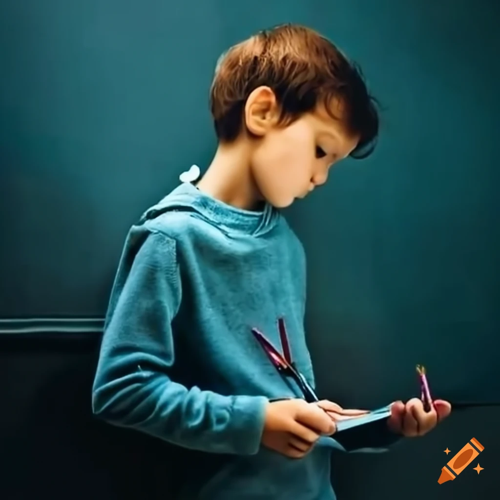 Boy writing on a wall on Craiyon