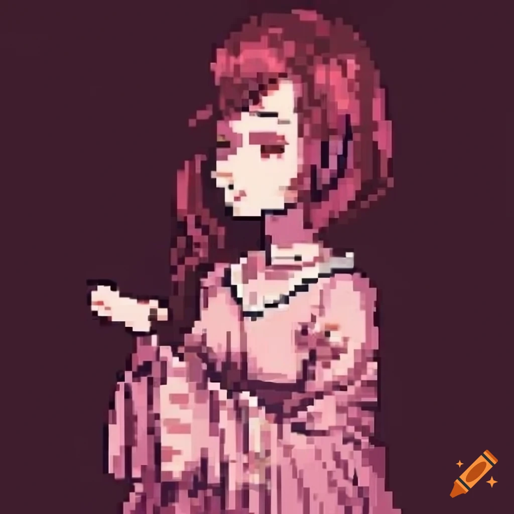 Pixelart of miss lipei in manga style with dithering on Craiyon