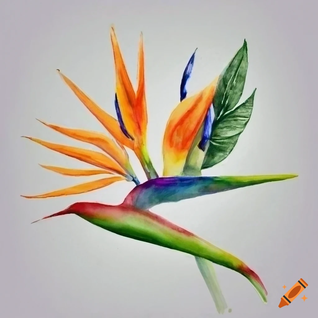 Infinity symbol with bird of paradise flower on white background in ...