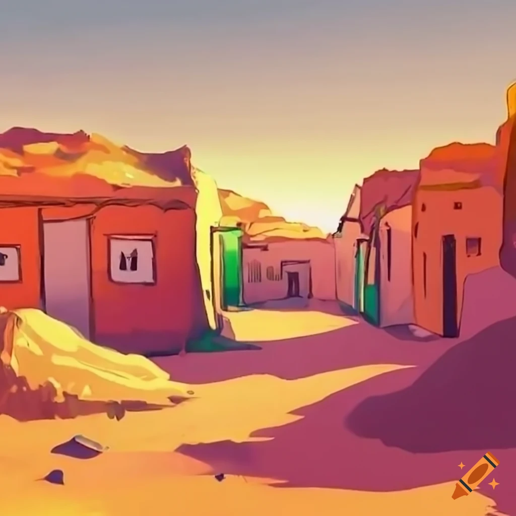 Empty village in the desert landscape on Craiyon