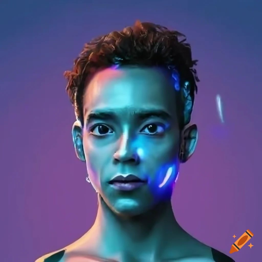 Hispanic man in blue tank top with an interest in ai on Craiyon