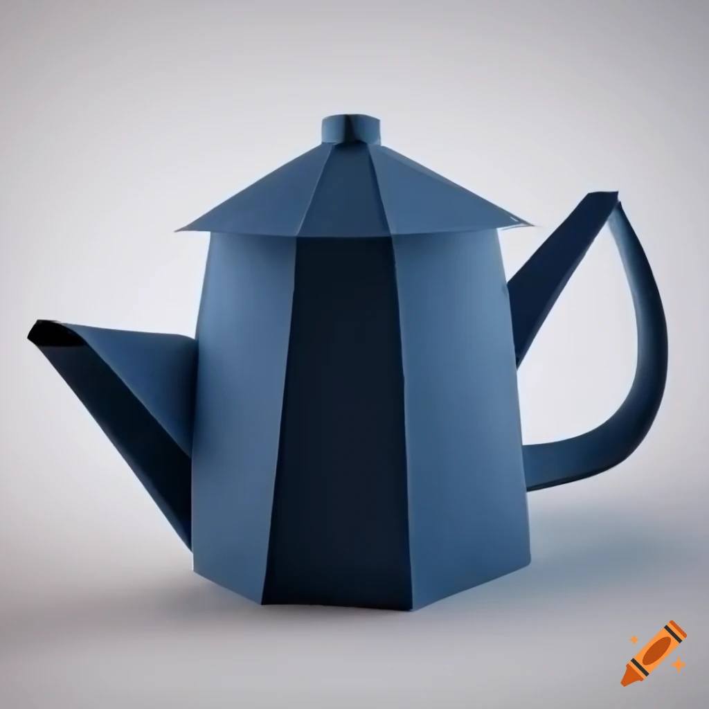 Origami high poly tea pot on matte background on Craiyon