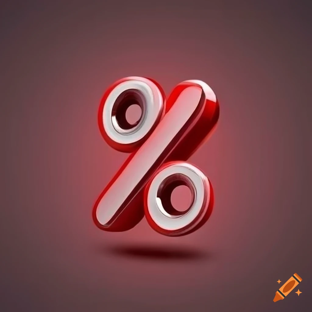 Red percent symbol icon on Craiyon