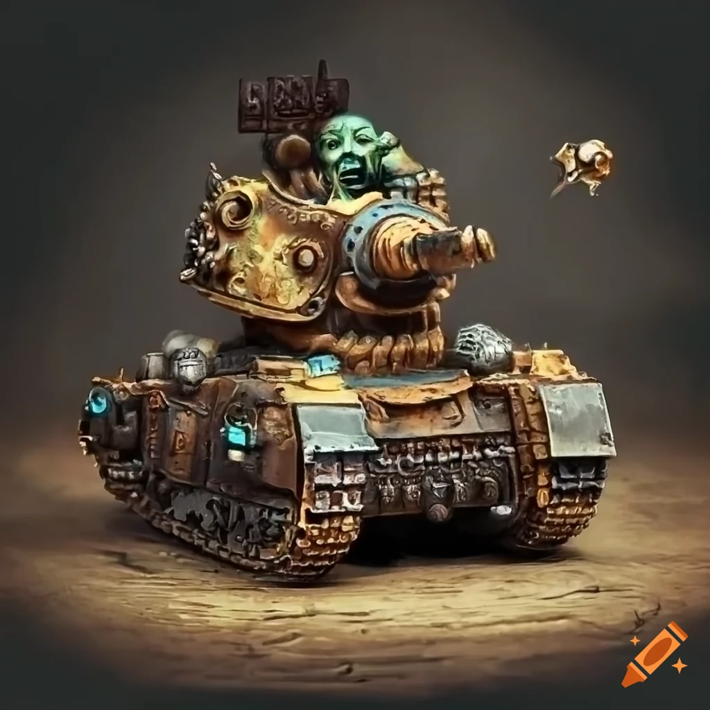 Kaiser empire german warhammer ork steampunk tank on Craiyon