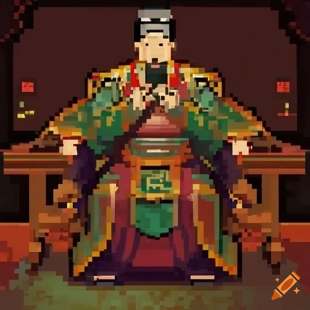 Pixel art of the jade emperor inspired by traditional chinese ink ...