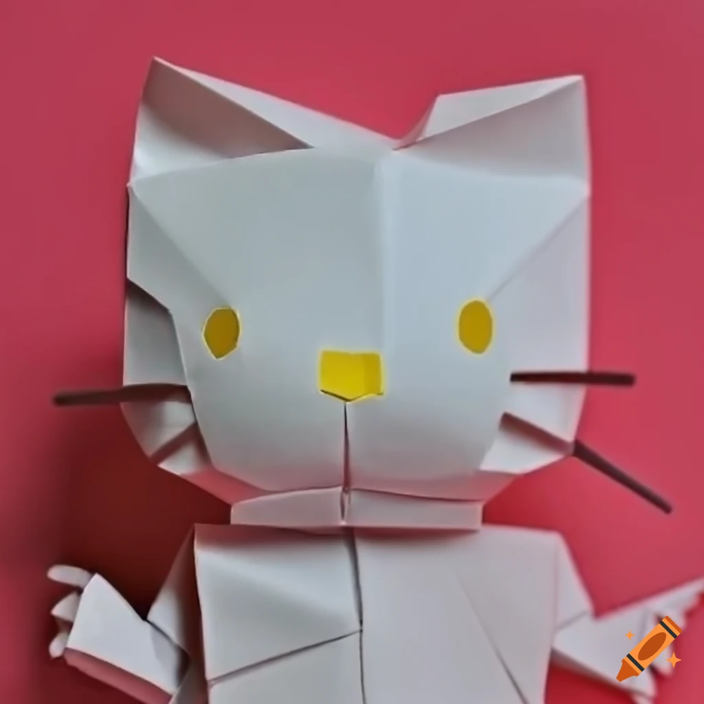 Origami hello kitty ninja in high poly style on Craiyon
