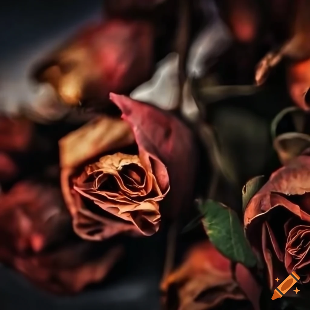 Withered roses in an urban setting on Craiyon