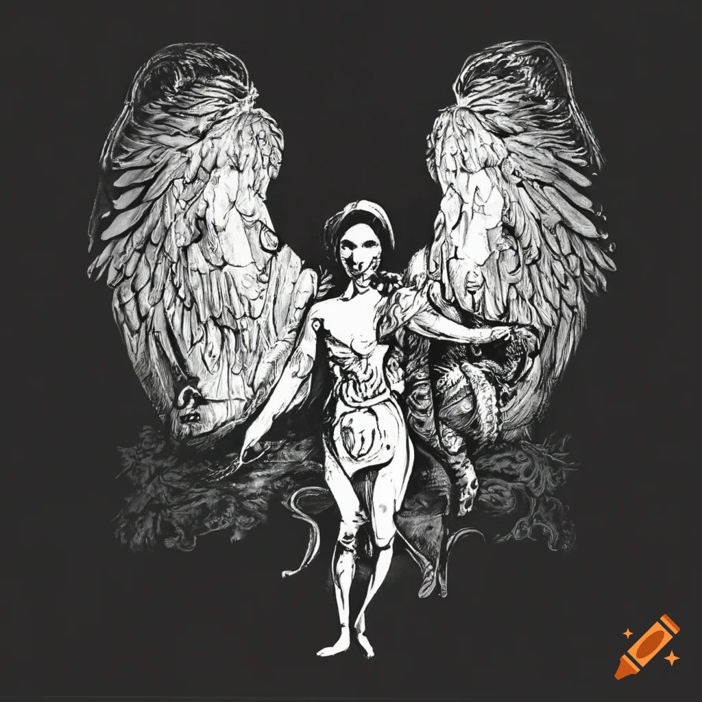 Battle between an angel and a devil representing humanity's inner ...