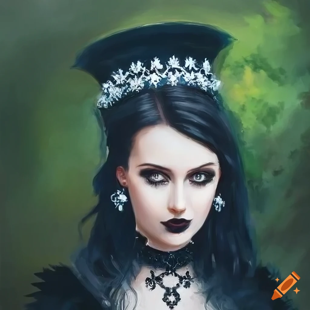 Gothic portrait of a charming young Victorian woman in elegant black ...
