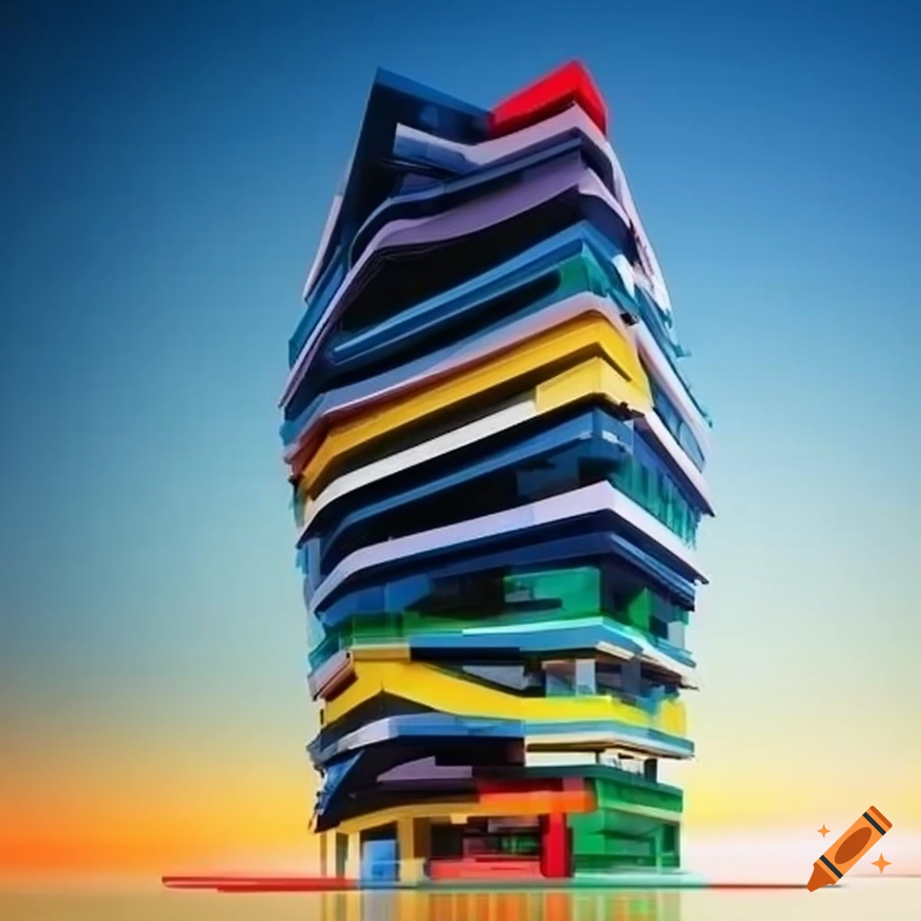 Colorful lego building inspired by zaha hadid on Craiyon