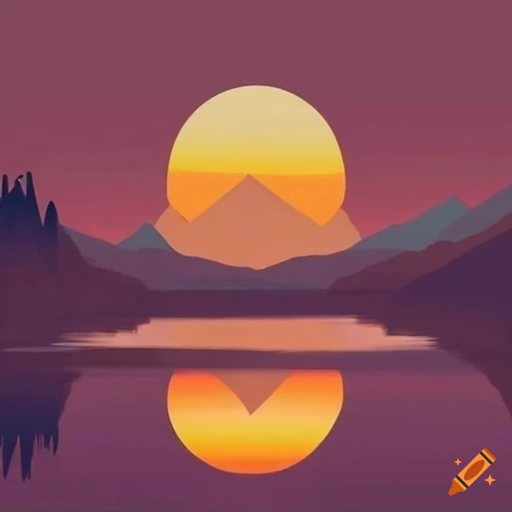 Captivating sunset over Pacific Northwest Mountains with hiker and lake ...