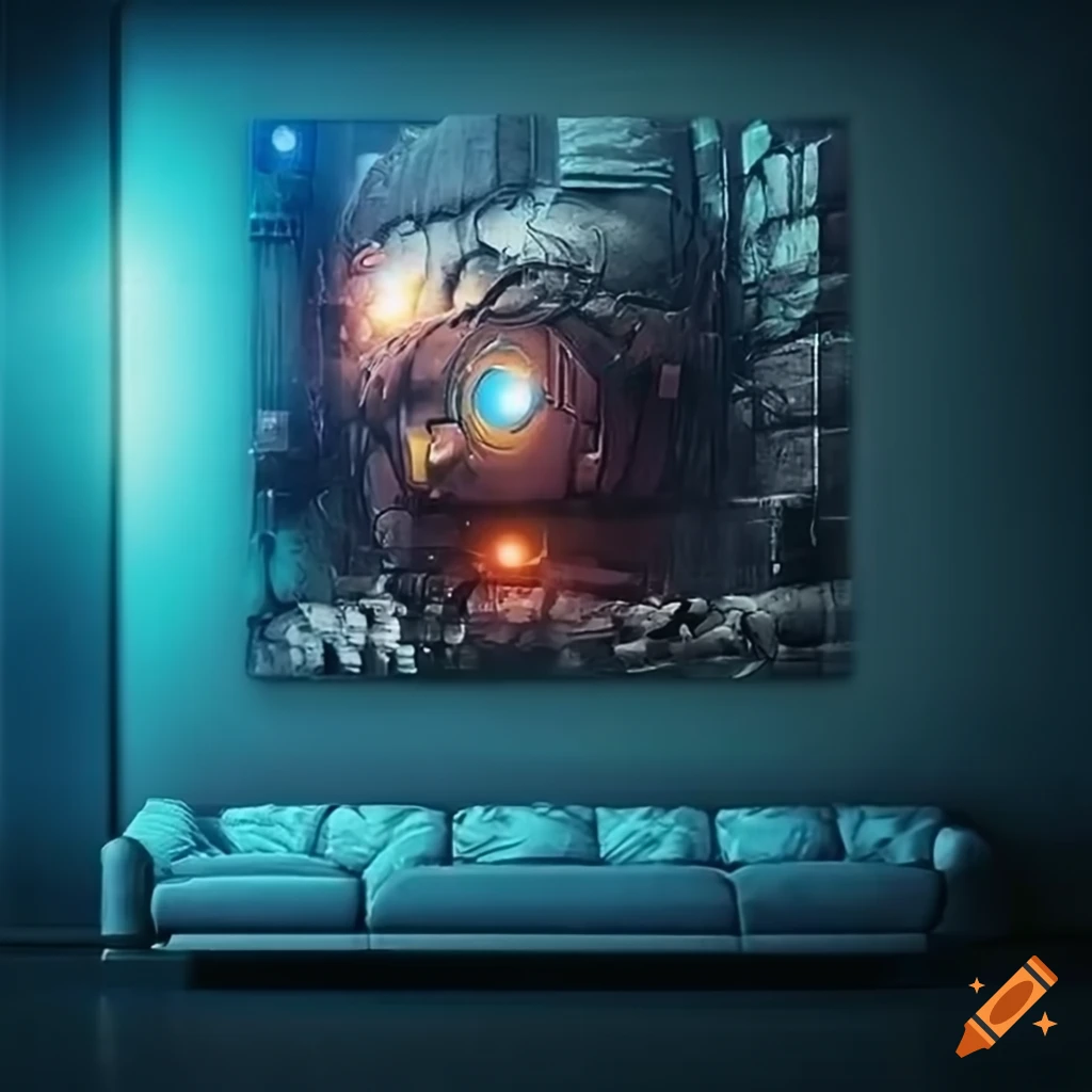 Wrapped canvas with stunning projector mechanical art on Craiyon